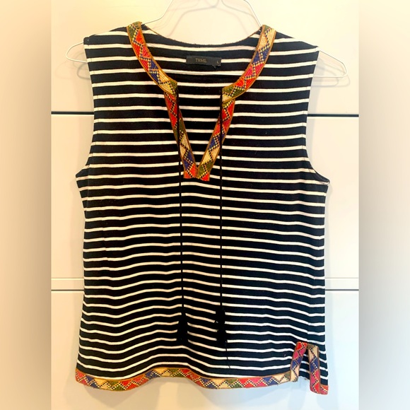 THML | Tops | Thml Blue And White Striped Tank With Embroidery And ...